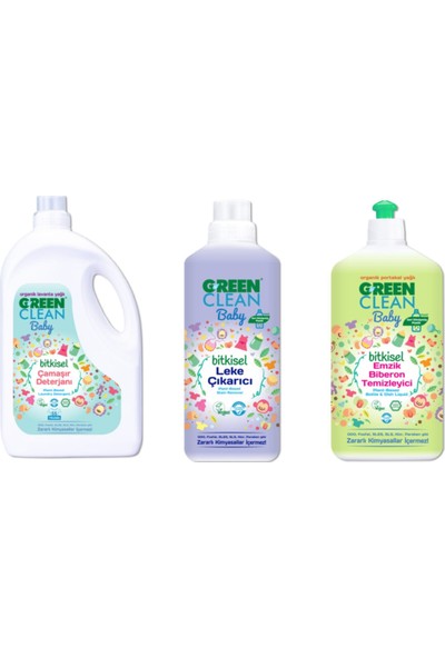 U Green Clean Baby Bitkisel Çamaşır Deterjanı 2.75LT - Leke Çıkarıcı 1lt- Emzik Temizleyici 500ML 3'lü Set