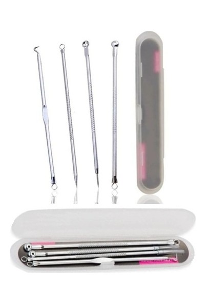 İndirim Kap 4 Parça Kutulu Paslanmaz Çelik Sivilce Akne Siyah Nokta Temizleme Aleti