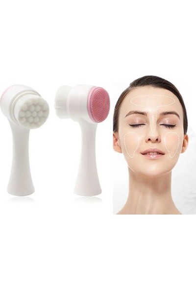İndirim Kap Çift Taraflı Yüz Temizleme Fırçası Silikon Yüz Temizleyici Masaj Yüz Yıkama