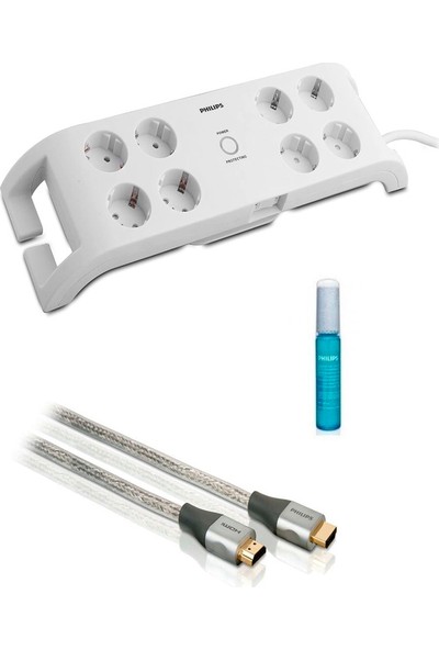 Philips 803211 Tv Set 3 in 1 Akım Korumalı Priz + HDMI Kablo + Ekran Temizleyici Philips 803211 Tv Set 3 in 1 Akım Korumalı Priz + HDMI Kablo + Ekran Temizleyici