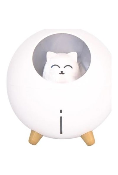 Yukka Beyaz 220ML Kedi Desen Nemlendirici Lamba Buhar Makinesi Yukka Beyaz 220ML Kedi Desen Nemlendirici Lamba Buhar Makinesi