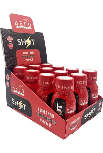 BEE'O Kudret Narı Ginseng Propolis 12'li Shot 12x50 ml BEE'O Kudret Narı Ginseng Propolis 12'li Shot 12x50 ml