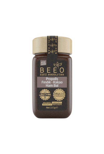BEE'O Kakao + Fındık + Ham Bal + Süt + Propolis 180 gr