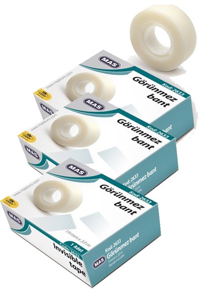 Mas Görünmez Bant 19 mm x 33 Metre 3'lü