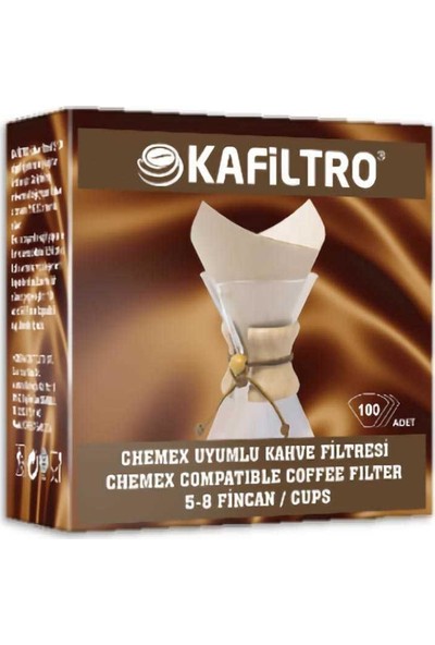 Kafiltro Chemex 5-8 Fincan Uyumlu Filtre Kahve Kağıdı 100'LÜ Kafiltro Chemex 5-8 Fincan Uyumlu Filtre Kahve Kağıdı 100'LÜ