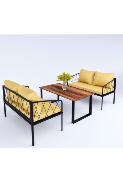 Theia Tasarım Kanepe Seti Venedik Sedir 2+2+Sehpa / Sarı Theia Tasarım Kanepe Seti Venedik Sedir 2+2+Sehpa / Sarı