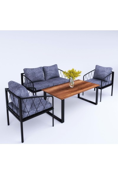 Theia Tasarım Kanepe Seti Venedik Sedir 2+1+1+Sehpa / Gri Theia Tasarım Kanepe Seti Venedik Sedir 2+1+1+Sehpa / Gri