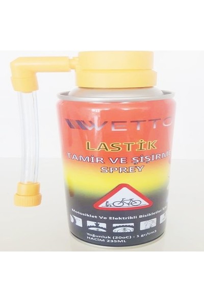 Wetto 235ML Wetto Lastik Tamir Kiti Spreyi Skt 2023 Motosiklet ve Elektrikli Bisikletler Için Wetto 235ML Wetto Lastik Tamir Kiti Spreyi Skt 2023 Motosiklet ve Elektrikli Bisikletler Için
