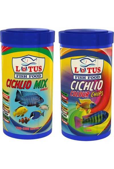 Lotus Cichlid Mix 1000 ml + Cichlid Colour 1000 ml Balık Yemi Lotus Cichlid Mix 1000 ml + Cichlid Colour 1000 ml Balık Yemi