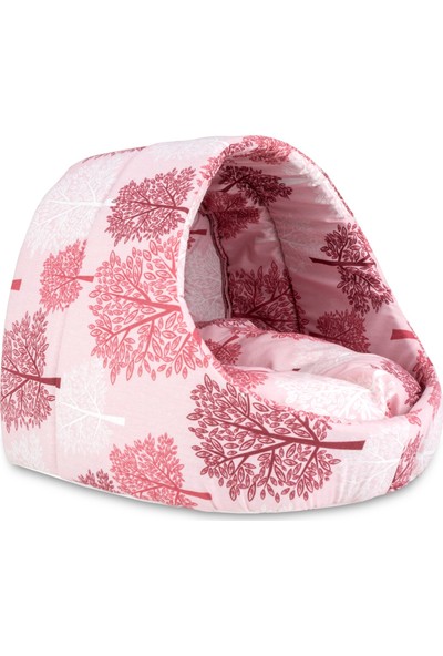 Nerotex Pembe Agaç Desenli Kedi Mağara Ev Yuvası Agaç Desen Pembe Mağara