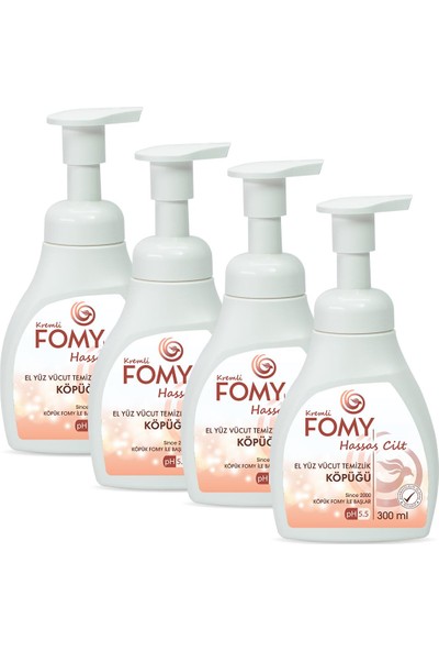 Fomy Hassas Cilt Köpük Sabun El Yüz Vücut Temizlik Köpüğü 300 ml x 4 Adet Fomy Hassas Cilt Köpük Sabun El Yüz Vücut Temizlik Köpüğü 300 ml x 4 Adet