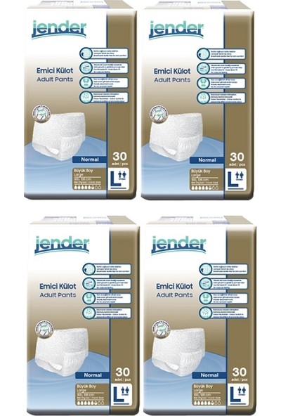 Jender Emici Külot Large 120 Adet 30'luk 4 Paket Jender Emici Külot Large 120 Adet 30'luk 4 Paket