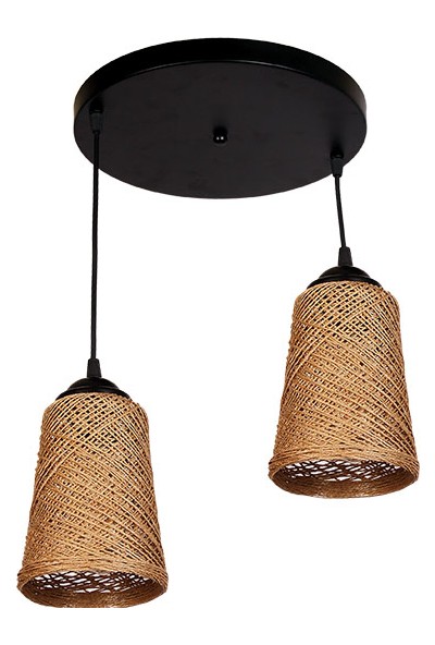 Bozyaka Aydınlatma Zeta Sarkıt 2'li Hasır&siyah Metal Tavan Iç Mekan Cafe Yazlık Ev Bozyaka Aydınlatma Zeta Sarkıt 2'li Hasır&siyah Metal Tavan Iç Mekan Cafe Yazlık Ev