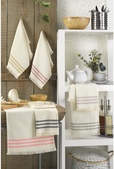 Forev 6'lı Havlu Seti Pamuk 30X50 cm - Çizgi Forev 6'lı Havlu Seti Pamuk 30X50 cm - Çizgi