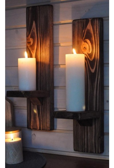 Ahşap Mumluk Duvar Rafı Ahşap Mumluk Duvar Rafı