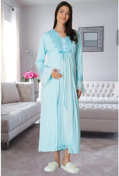 Carpediem La Rose Carpediem L.r. Turkuaz 1518 Sabahlıklı Lohusa Gecelik Takımı