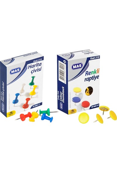 Mas Renkli Raptiye + Harita Çivisi