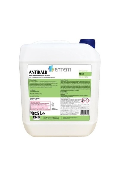 Entem Antikalk Bulaşık Makineleri Için Kireç Çözücü 5 L Entem Antikalk Bulaşık Makineleri Için Kireç Çözücü 5 L