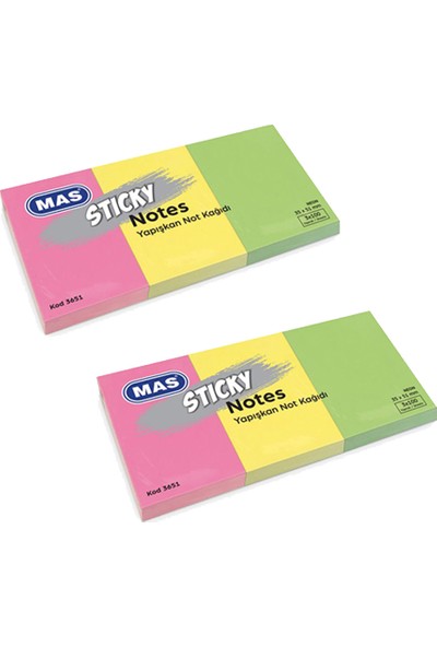 Mas Yapışkanlı Not Kağıdı 2'li Mas Yapışkanlı Not Kağıdı 2'li