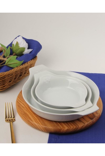 Porland Porselen Beyaz Sahan Set 21cm - 17cm - 14cm