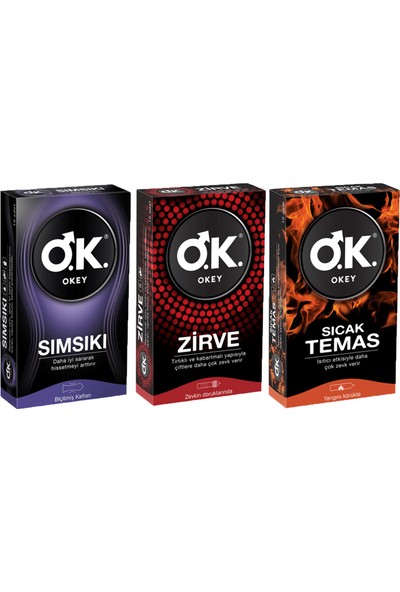 Okey Prezervatif Karışık 3'lü Set Okey Prezervatif Karışık 3'lü Set