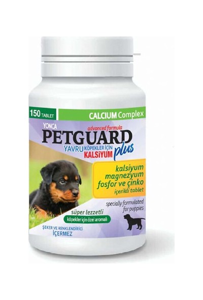 Petguard Yavru Köpek Kalsiyum Plus 150TABLET Petguard Yavru Köpek Kalsiyum Plus 150TABLET