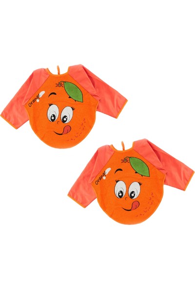 Buude Portakal Motif Kollu Mama Önlüğü 2'li Ekonomik Set