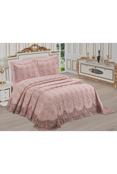Çeyiz Diyarı Palmira Pudra Nakışlı Şönil Pike Takımı