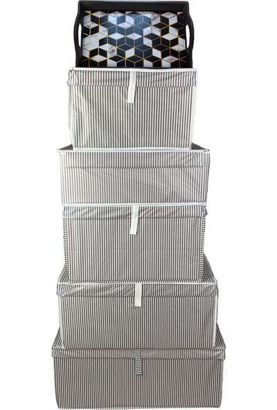 Keven Home 5li Kapaklı Organizer Kutu Seti 5 Boy Çok Amaçlı Sert Hurç