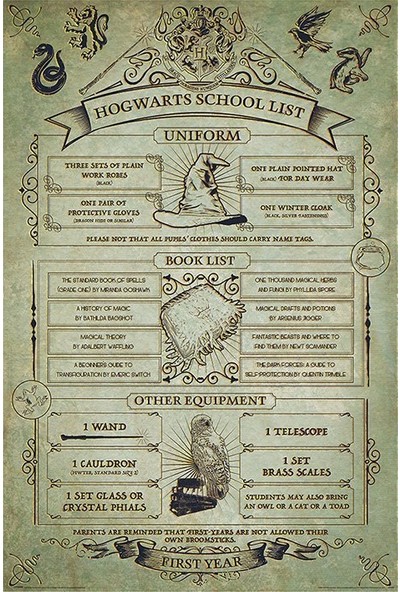 Maxi Poster Harry Potter Hogwarts School List