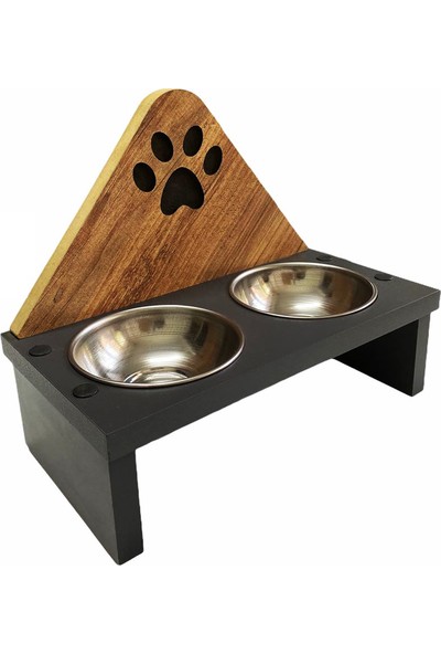 Xrades Ahşap Kedi Mama Kabı -Paslanmaz Çelik Xrades Ahşap Kedi Mama Kabı -Paslanmaz Çelik