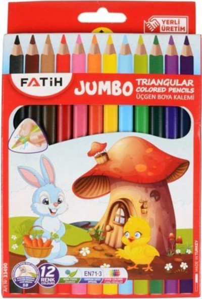Fatih Üçgen Jumbo Kuru Boya 12'li