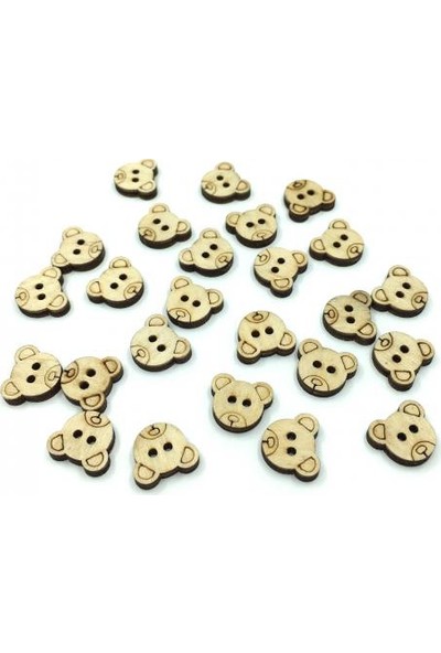 Pulsan Stone Ahşap Düğme Ayıcık 2 (10 Adet)