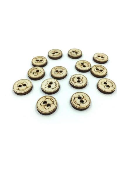 Pulsan Stone Ahşap Düğme Gülen Yüz (10 Adet)