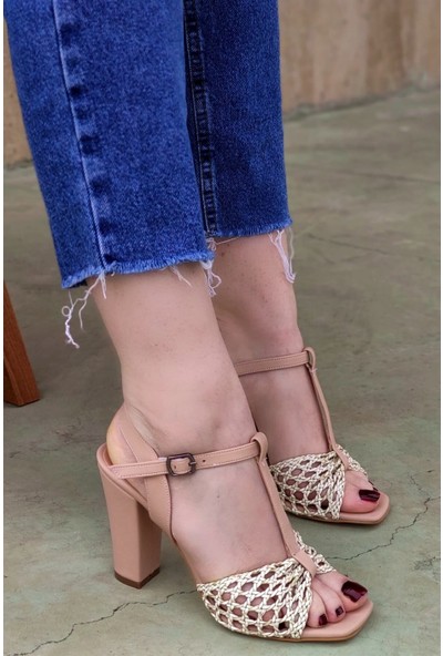 Lexa Deri Hasır Detaylı Ten Topuklu Ayakkabı Lexa Deri Hasır Detaylı Ten Topuklu Ayakkabı