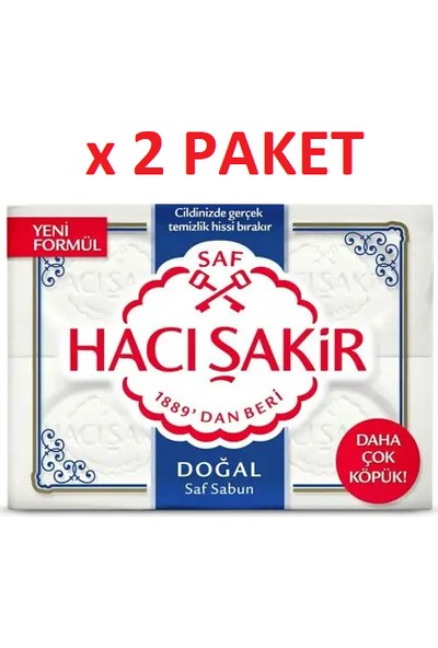 Hacı Şakir Doğal Saf Geleneksel Beyaz Sabun 4x150 gr 2 Paket Hacı Şakir Doğal Saf Geleneksel Beyaz Sabun 4x150 gr 2 Paket