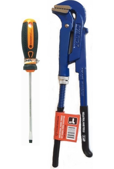 Kayasan Maşalı Boru Anahtarı 90 Derece 1 Inc+Somafix Duz Tornavida