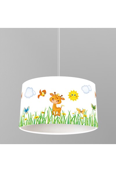 JUNİOR Zürafa, Kuş, Kelebek ve Güneş Figürlü Cocuk Odası Sarkıt Avize