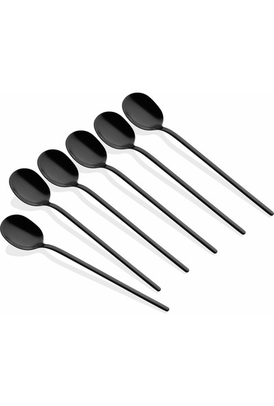 The Mia Çay Kaşığı 6 Parça - 13 cm Mat Siyah