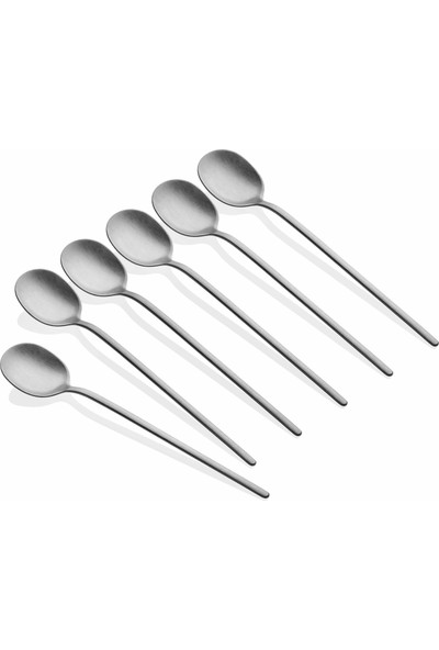 The Mia Çay Kaşığı 6 Parça - 13 cm Mat Gümüş