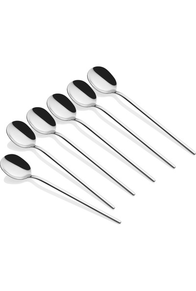 The Mia Çay Kaşığı 6 Parça - 13 cm Parlak Gümüş