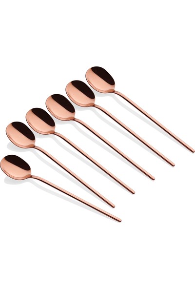 The Mia Çay Kaşığı 6 Parça - 13 cm Parlak Rose & Gold
