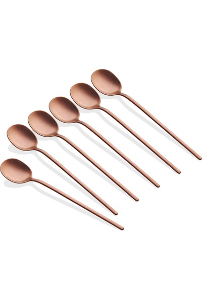 The Mia Çay Kaşığı 6 Parça - 13 cm Mat Rose & Gold