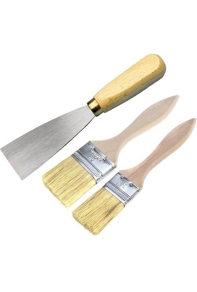 Real Özs 3'lü Ahşap Saplı Duvar Boya Fırçası Seti