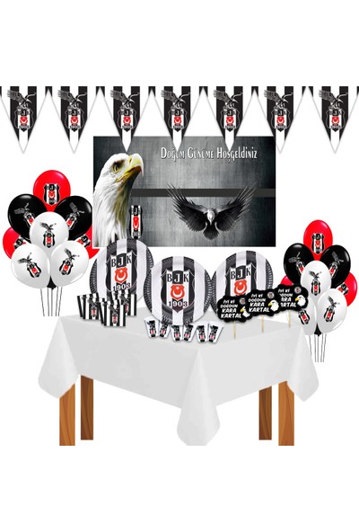 Bay Cimri Afişli Beşiktaş Taraftar Kara Kartal Doğum Günü Parti Malzemeleri Süsleri Seti