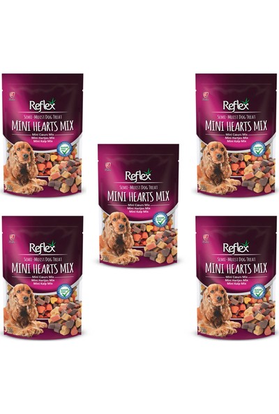 Reflex Semi Moist Mini Kalp Mix Köpek Ödül Maması 150 gr 5 Adet Reflex Semi Moist Mini Kalp Mix Köpek Ödül Maması 150 gr 5 Adet