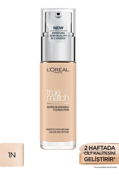 L'Oréal Paris True Match Bakım Yapan Fondöten 1N Ivory
