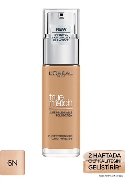 L'Oréal Paris True Match Bakım Yapan Fondöten 6N HONEY L'Oréal Paris True Match Bakım Yapan Fondöten 6N HONEY
