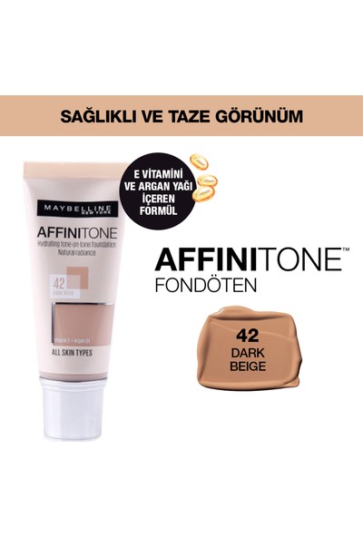 Maybelline New York Affinitone Fondöten - 42 Dark Beige Maybelline New York Affinitone Fondöten - 42 Dark Beige