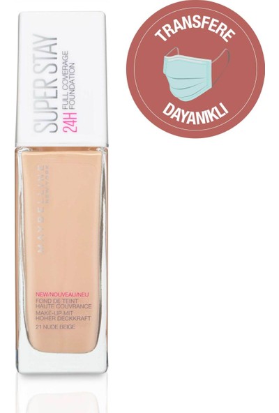 Maybelline New York Superstay 24H Fondöten - 021 Nude Beige Maybelline New York Superstay 24H Fondöten - 021 Nude Beige